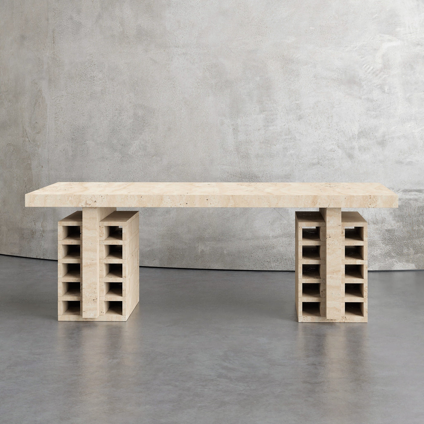 Custom Travertine Office Desk | Bespoke Stone Work Furniture | Aprils Form