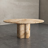 The Kachi Table with a unique wavy solid base