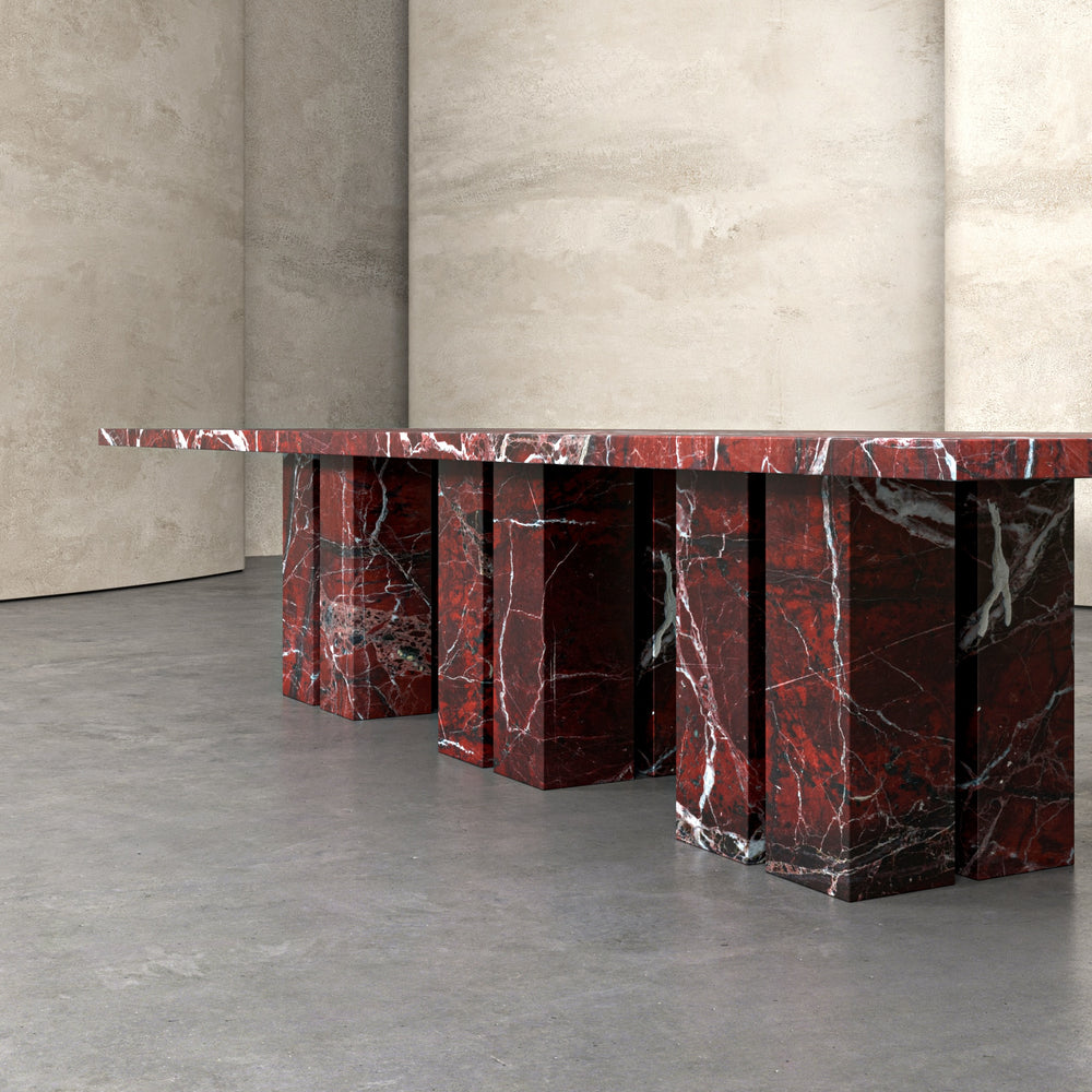 Ducio Bespoke Marble Dining Table Clean lines, crisp edges and chunky