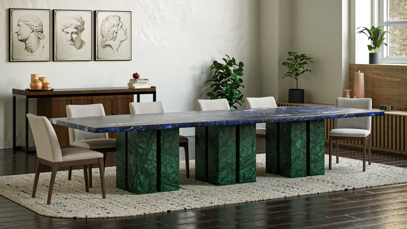 Ducio Bespoke Marble Dining Table Clean lines, crisp edges and chunky
