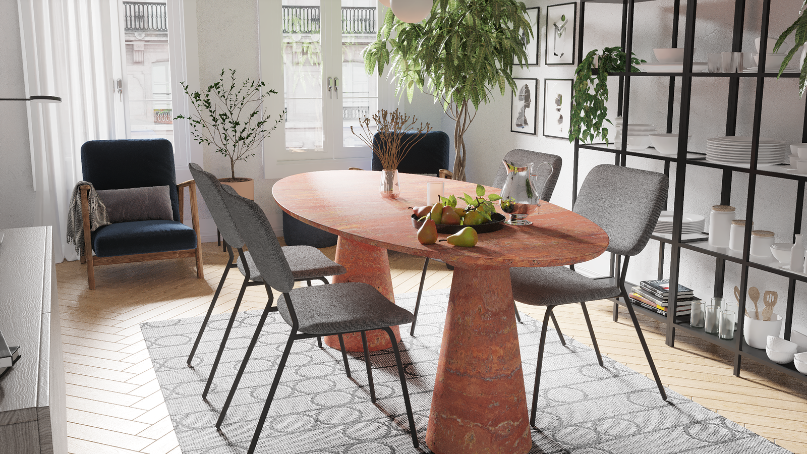 Thuna Oval Customized Dining Table is classic oval top rests