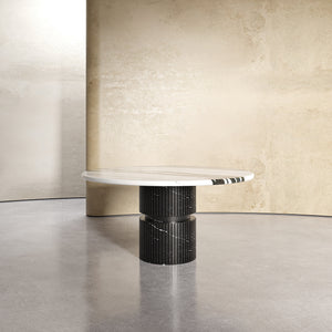 Deva Bespoke Marble dining table is crafted out of durable travertine stone