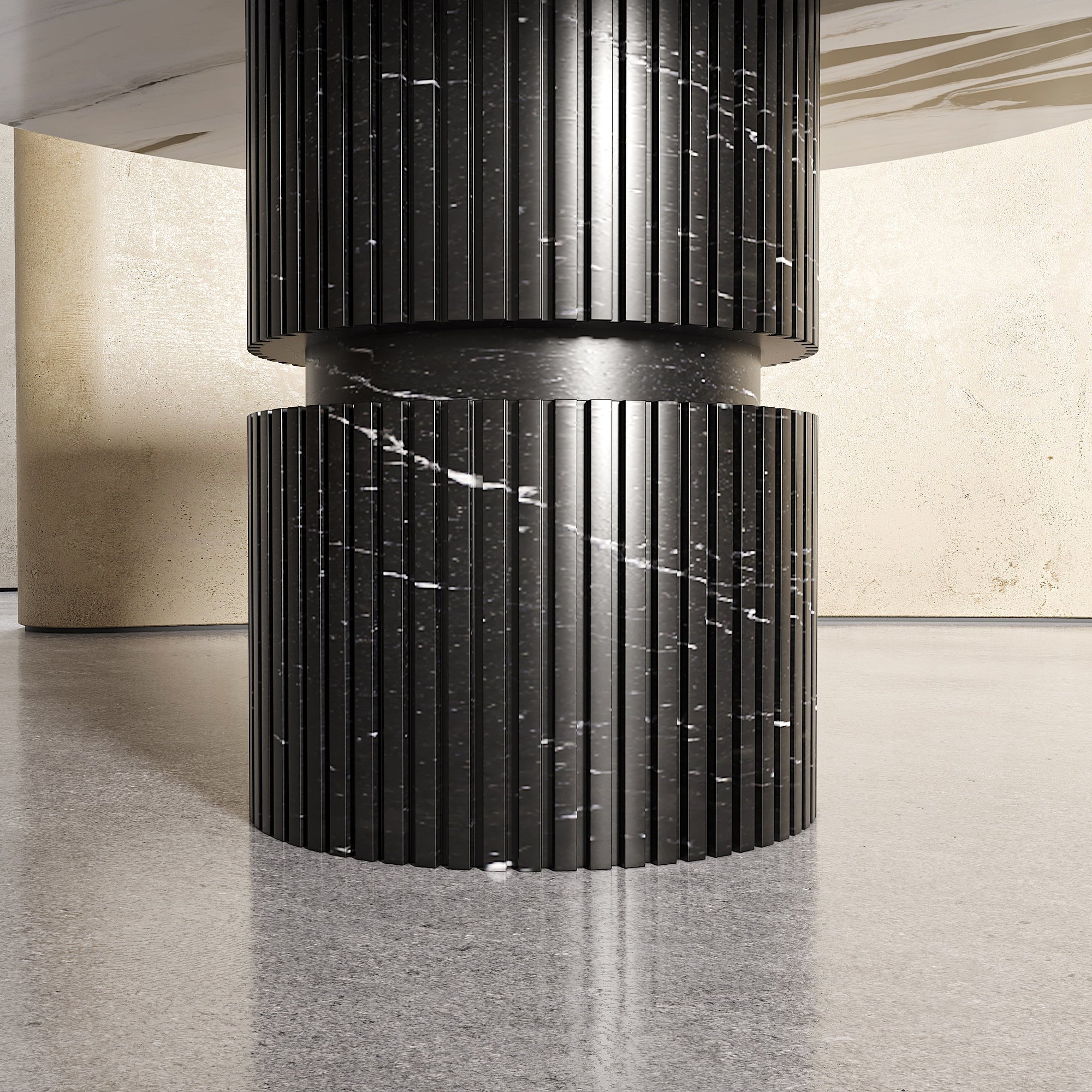 Deva Bespoke Marble dining table is crafted out of durable travertine stone