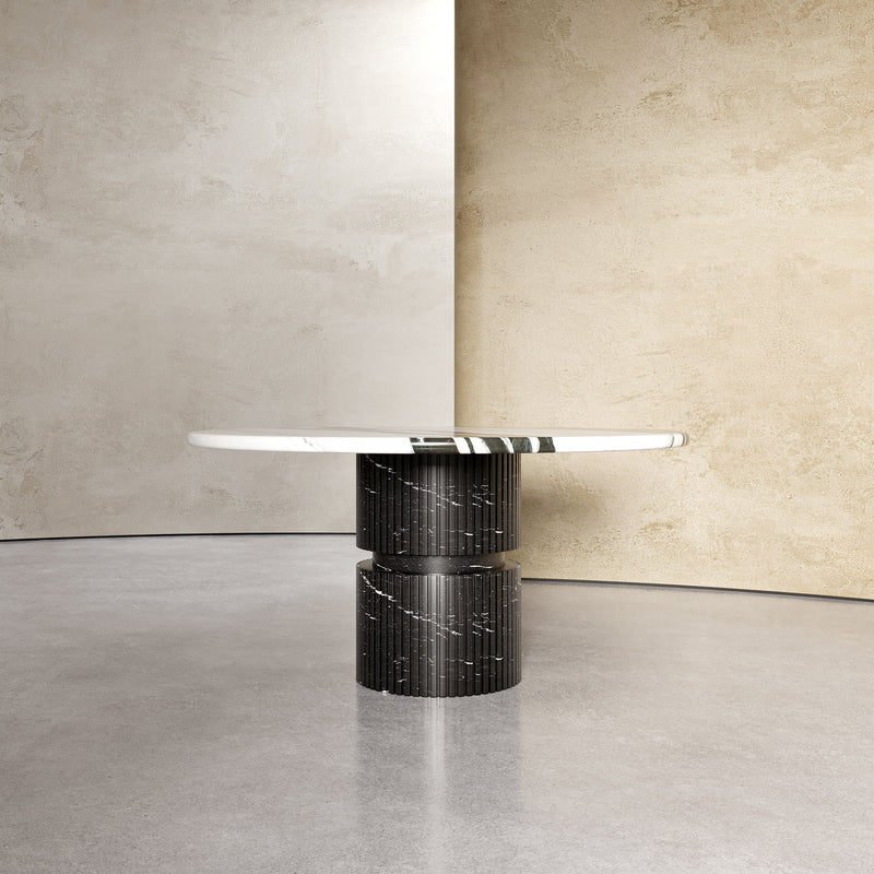 Deva Bespoke Marble dining table is crafted out of durable travertine stone