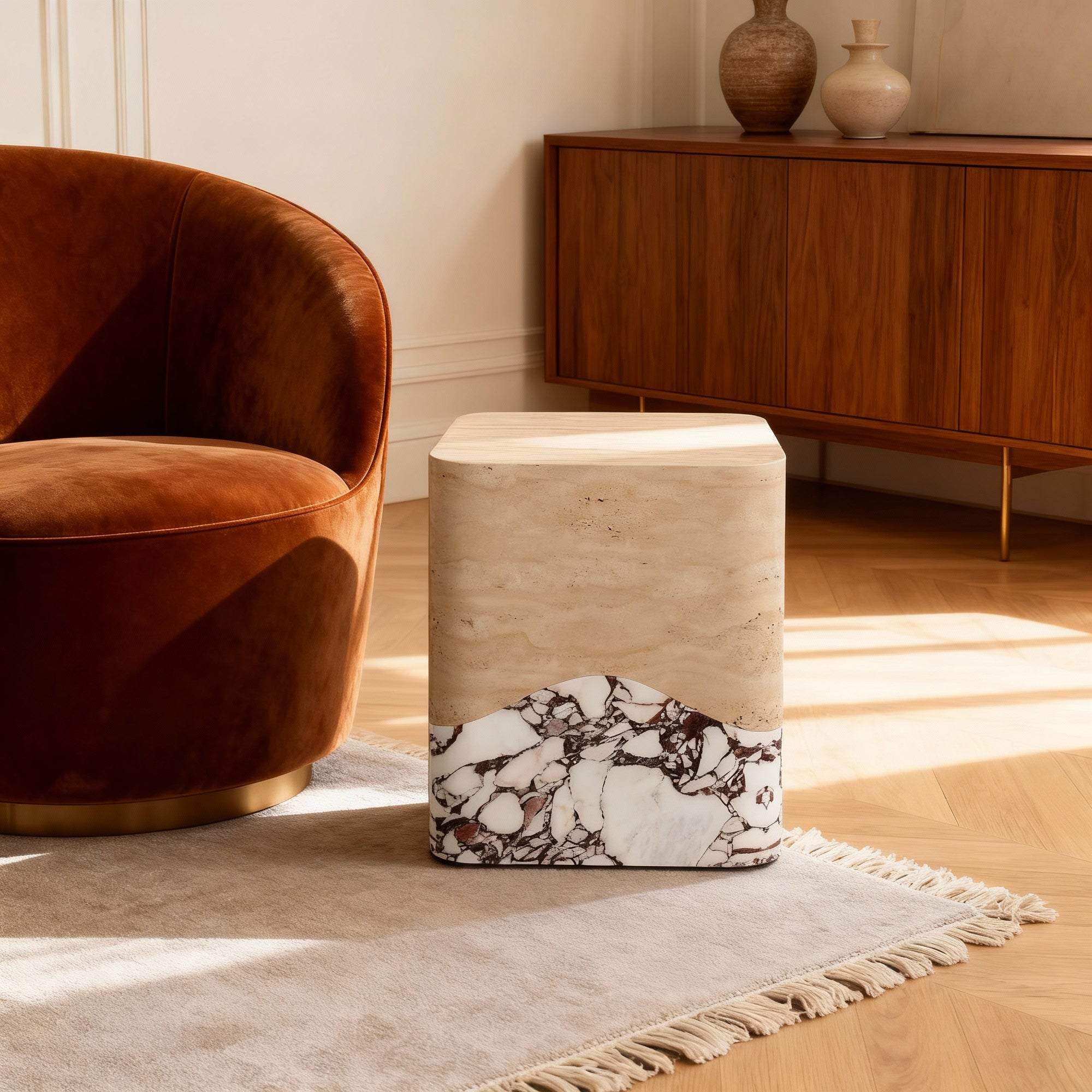 Custom Marble Side Table | Ombra Bespoke Stone Furniture | Aprils Form