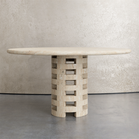 Round Brace Customizable Stone Dining Table features a unique design