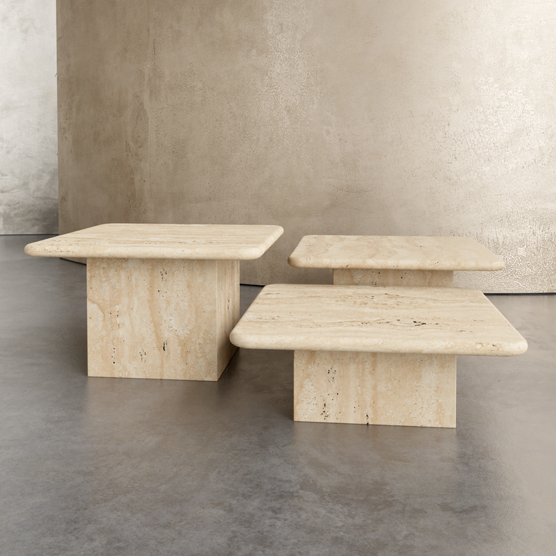 Reda Personalized Marble Table is a set of three staggered tables
