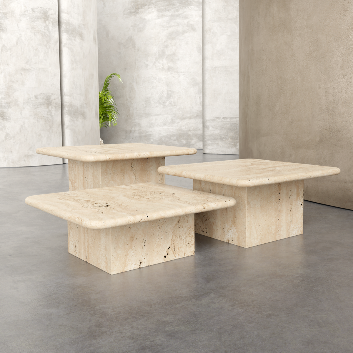 Reda Personalized Marble Table is a set of three staggered tables