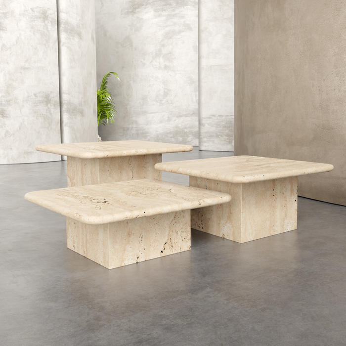 Reda Personalized Marble Table is a set of three staggered tables