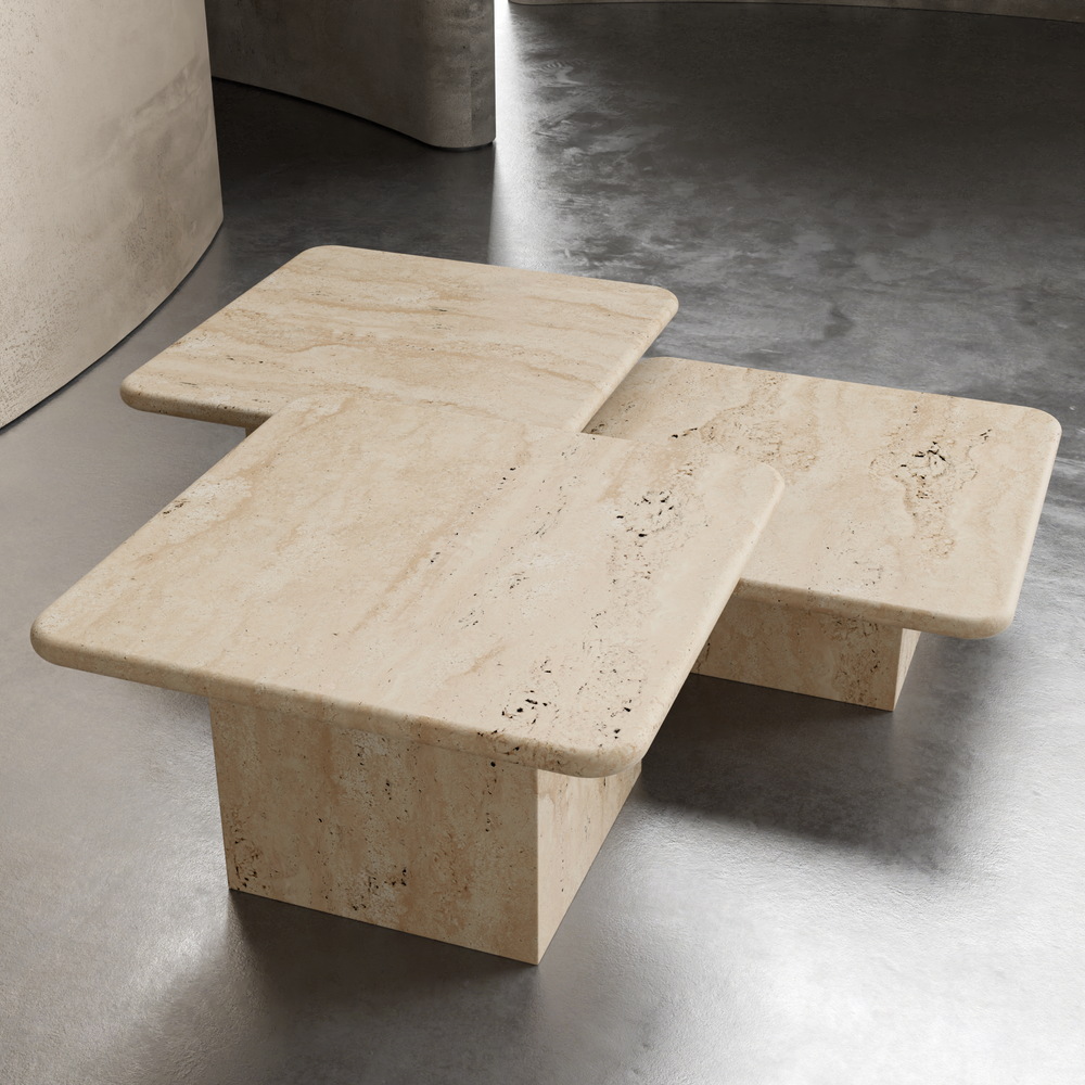 Reda Personalized Marble Table is a set of three staggered tables