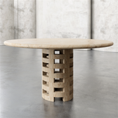 Round Brace Customizable Stone Dining Table features a unique design