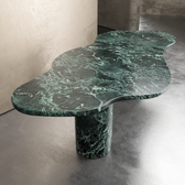 Custom Marble dining table celebrates the natural beauty of travertine