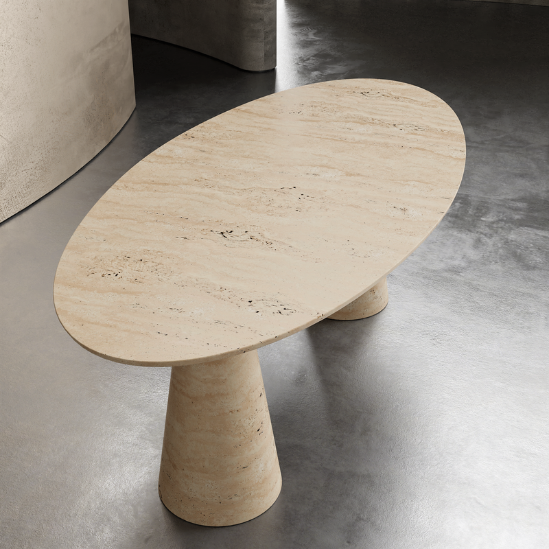 Thuna Oval Customized Dining Table is classic oval top rests