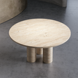 Thri Dining Table travertine dining table, three cylindrical solid legs