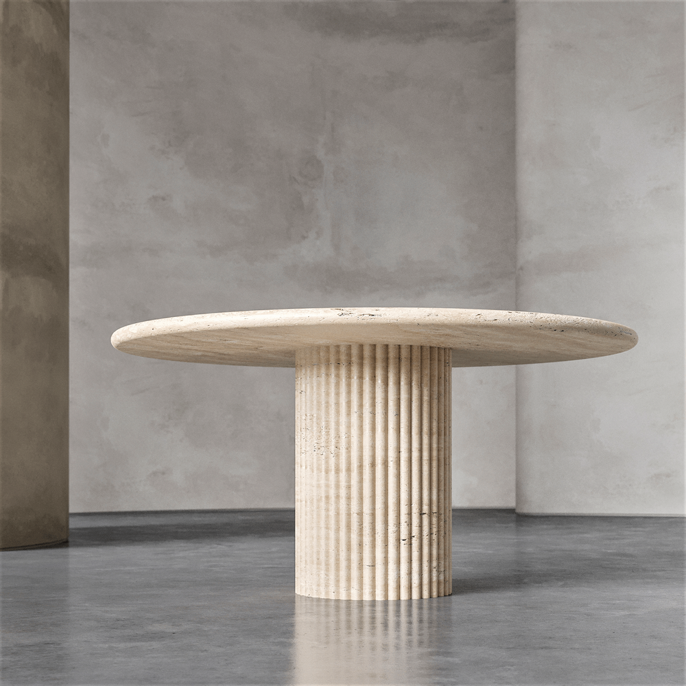 Cyna Round Custom Design Flutted Dining Table