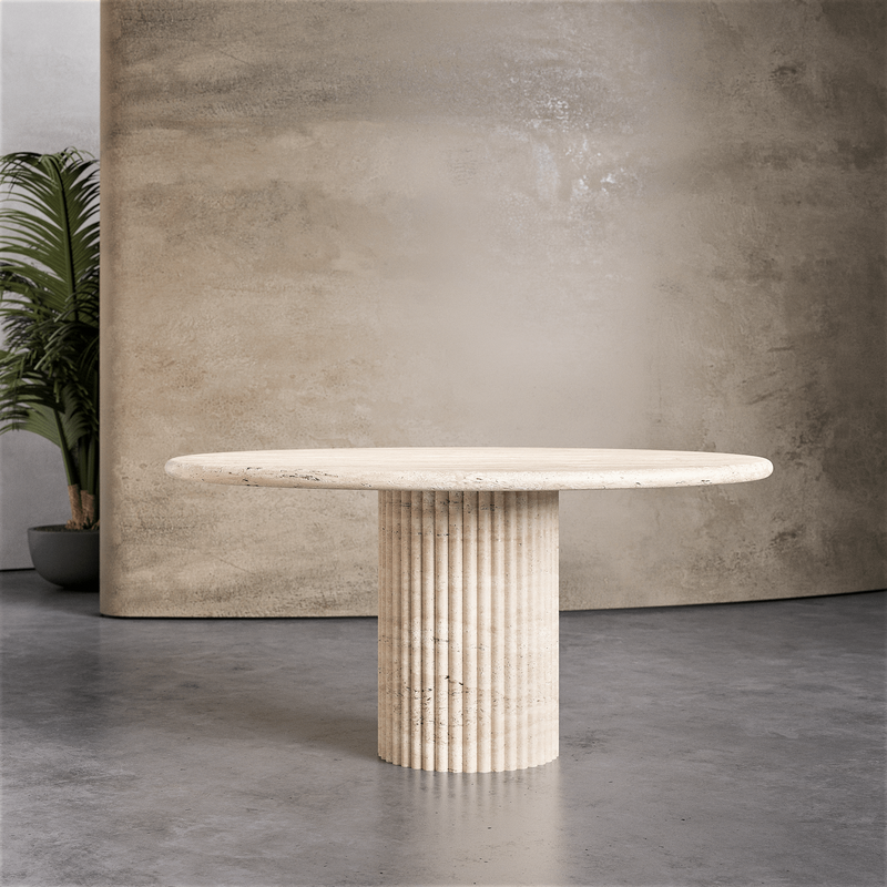 Cyna Round Custom Design Flutted Dining Table