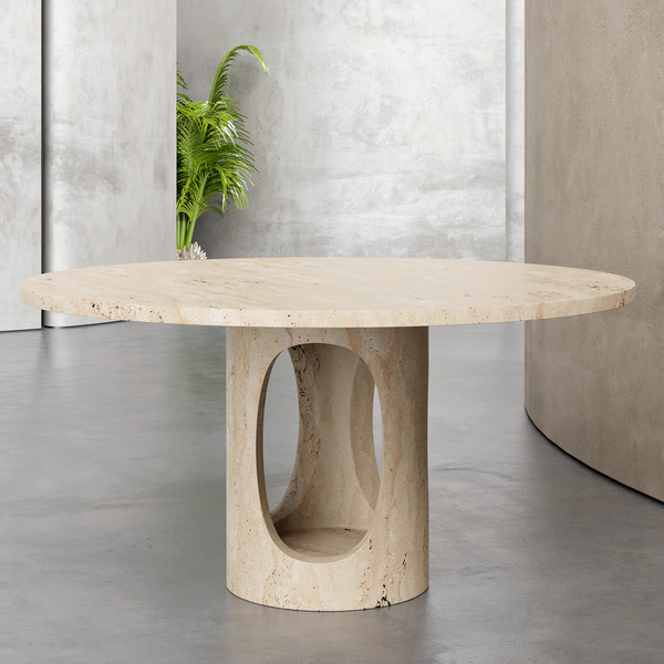 Personalized Marble Dining Table features a unique brutalist design