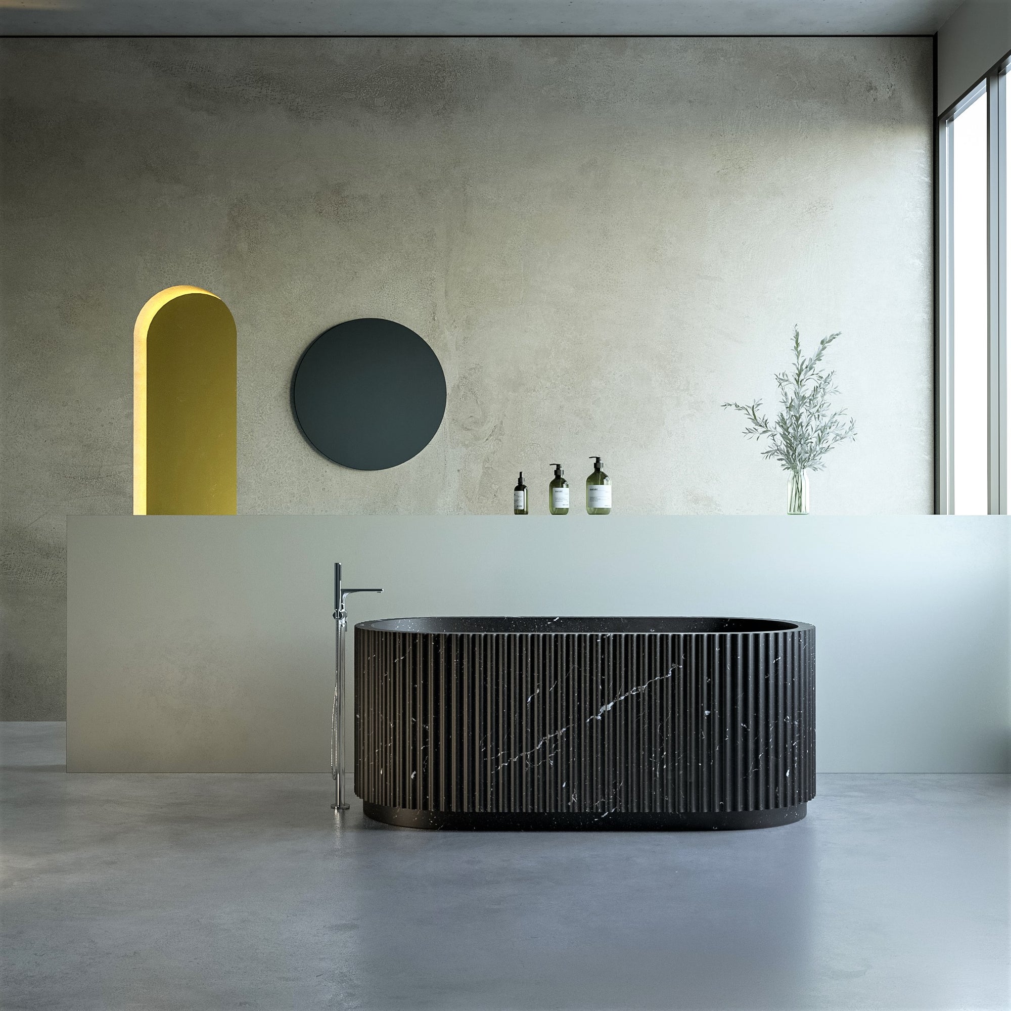 Nox Freestanding Customizable Natural Stone Bathtub